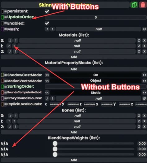Value Buttons In List Elements Don T Generate On SkinnedMeshRenderer