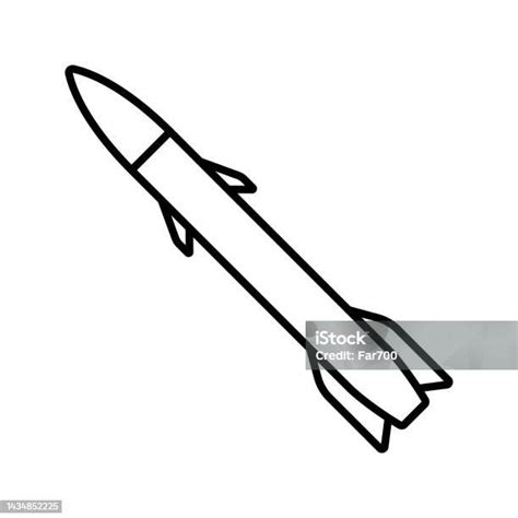 로켓 아이콘입니다 블랙 윤곽선 선형 실루엣 측면보기 편집 가능한 획 벡터 간단한 평면 그래픽 일러스트레이션 흰색 배경에 격리된 개체입니다 격리 검은색에 대한 스톡 벡터 아트