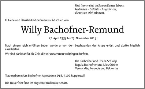 Willy Bachofner Remund Hommages
