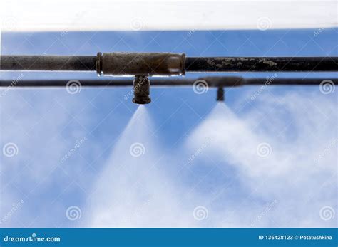 The Work Of The New Cooling System With Water Mist Stock Image Image