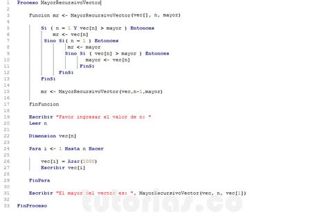 Recursividad PSeint Mayor Recursivo De Un Vector Tutorias Co