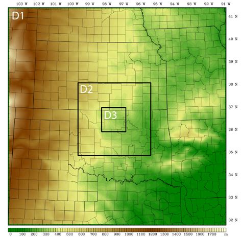 Elevation Map Showing The Wrf Model Double Nested Domains Used In This