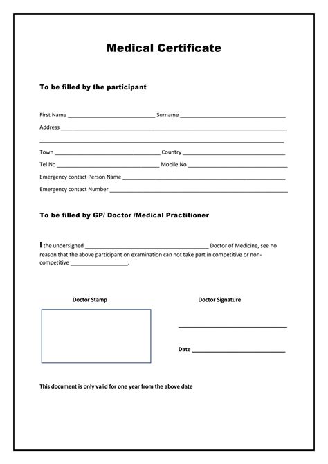 Medical Certificate Form Fill Online Printable Fillable