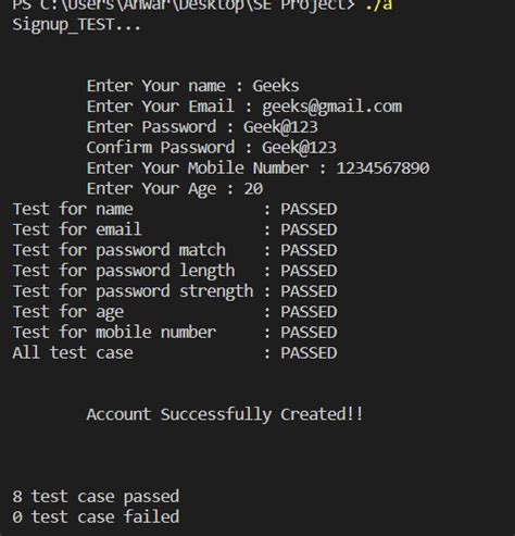 Test Cases For Signup Page Using C Language Geeksforgeeks