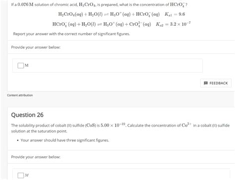 Solved If A 0 076 M Solution Of Chromic Acid H2cro4 Is