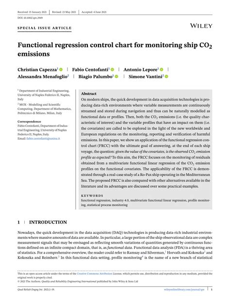 Pdf Functional Regression Control Chart For Monitoring Ship Co2 Emissions