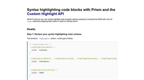 Syntax Highlighting Code Blocks With Prism And The Custom Highlight Api
