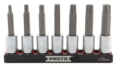 PROTO Socket Bit Set Tip Size 10 Mm 4 Mm 5 Mm 6 Mm 7 Mm 8 Mm 9 Mm Tip Style Hex 56JT06