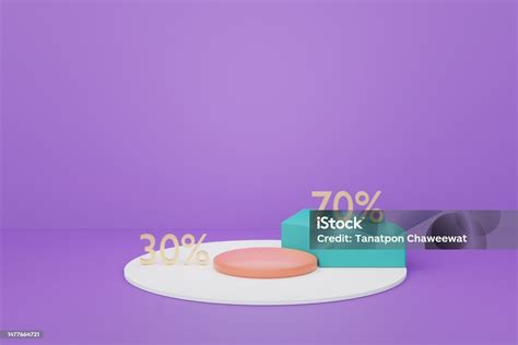 70와 30 부분을 분리하는 하프 파이 그래프의 3d 렌더링 최소한의 파스텔 장면 성장 재무 모델 3차원 형태에 대한 스톡 사진 및 기타 이미지 Istock