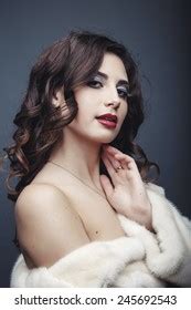 Vogue Naked Girl Fur Coat Studio Stock Photo Shutterstock