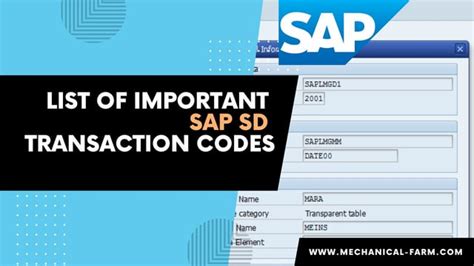 Sap Sd Transaction Codes And Tables Rmechprojectreports