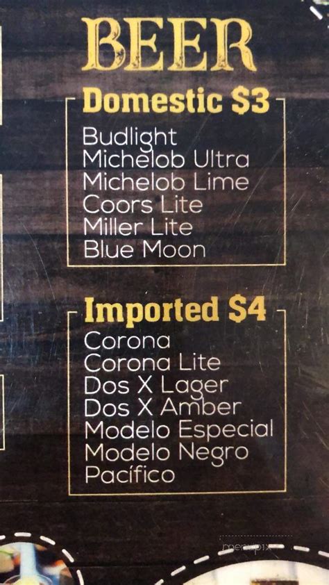 Menu Of Atzimbas Mexican Restaurant In Wildersville Tn 38388