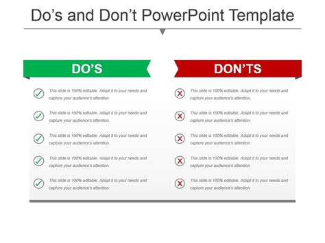 Dos And Donts Bullet Points With Tick Mark Icon Ppt Slide Ppt Images