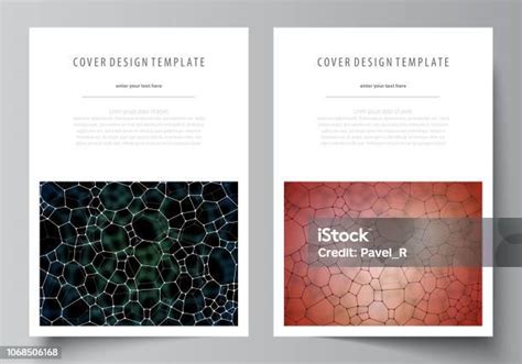 브로셔 전단 보고서에 대 한 비즈니스 서식 파일이입니다 디자인 서식 파일 A4 크기의 벡터 레이아웃을 커버 화학 패턴 분자 질감 다각형 분자 구조 셀 의학 미생물학 개념 0