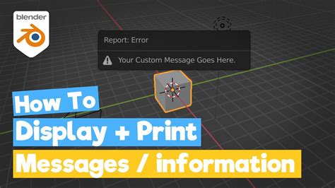 Blender Python Tutorial How To Display Info Messages Learn Python For Beginners Youtube