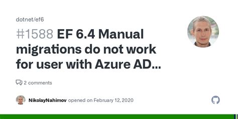 EF 6 4 Manual Migrations Do Not Work For User With Azure AD