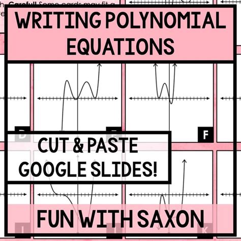 Writing Polynomial Equations Cut And Paste Digital Activity By Fun With Saxon