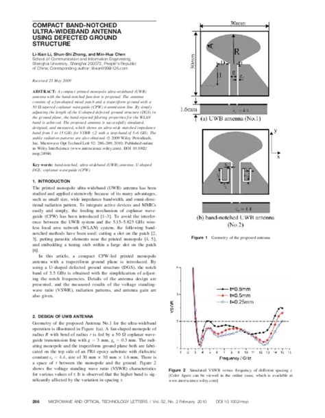 Pdf Compact Band‐notched Ultra‐wideband Antenna Using Defected Ground Structure