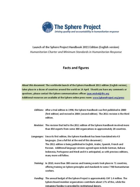 Facts And Figures Launch Of The Sphere Project Handbook 2011 Edition English Version Pdf