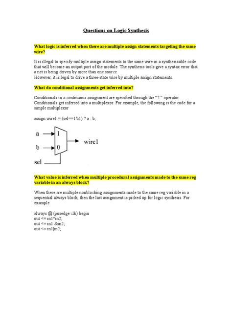 Questions On Logic Synthesis Pdf Field Programmable Gate Array
