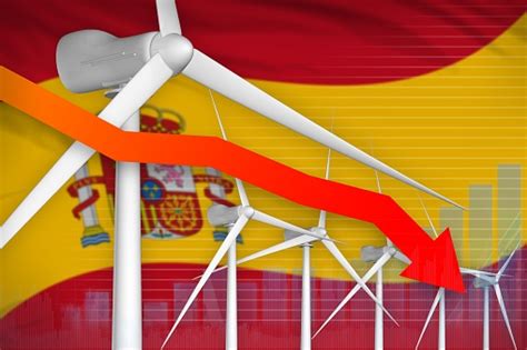 스페인 바람 에너지 파워 차트 화살표 아래쪽재생 가능한 자연 에너지 산업 그림을 낮추는 3 차원 일러스트 레이 션 0명에 대한