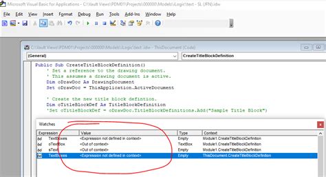 Tentative Vba Steps Drawing Field Text Not Defined In Out Context Autodesk Community
