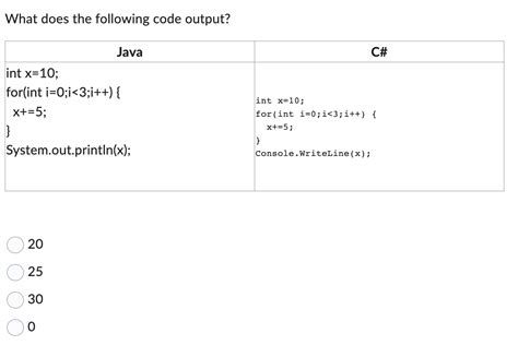 Solved What Does The Following Code Output 20 25 30