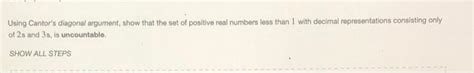 Solved Using Cantor S Diagonal Argument Show That The Set Chegg Com