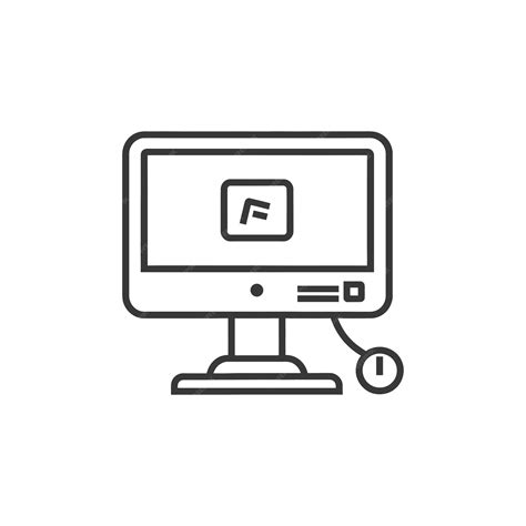 Computer Minimalist Line Art Icon Logo Symbol Icon Black Color Only Premium Ai Generated Vector