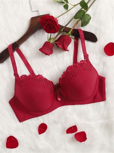Plus Contrast Lace Underwire Bra Red Bra Bra And Panty Sets Bridal Bra
