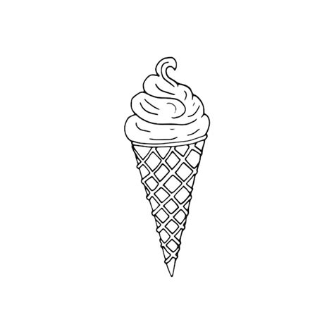 Premium Vector Vector Hand Drawn Waffle Cone With Ice Cream