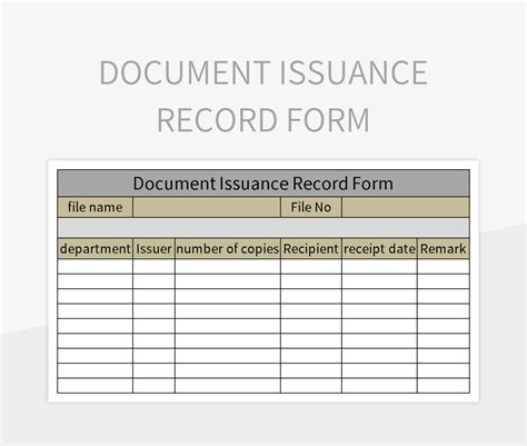 Document Issuance Record Form Excel Template And Google Sheets File For