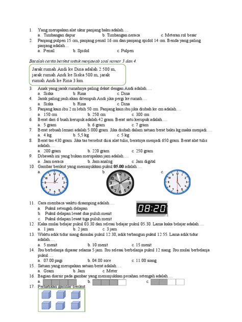 Soal Ujian Sekolah Matematika Kelas Ii Semester 2 Pdf