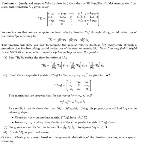 problem 4 analytical angular velocity jacobian