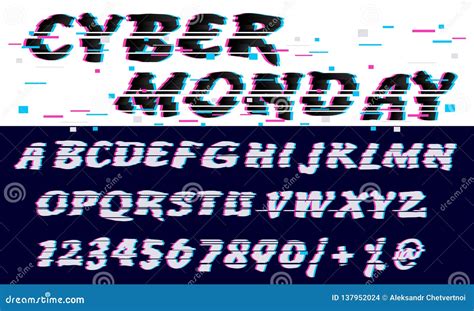 Trendy Glitch Distorted Font Letters And Numbers Vector Set With