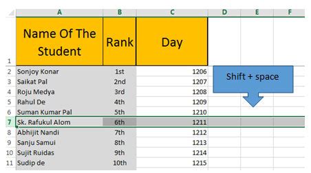 Selecting Column S Or Row S Using Keyboard Shortcuts In Microsoft Excel Microsoft Excel Tips