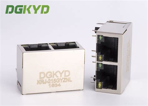 Network Connectors Rj45 Metal Shielded Cat 5 Dual Port Rj45 Ethernet Port G Y Led