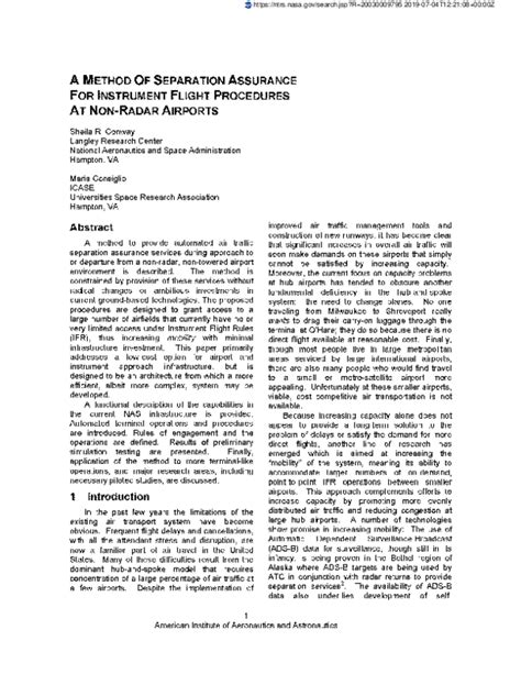 pdf a method of separation assurance for instrument flight procedures