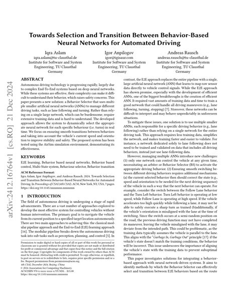 Pdf Towards Selection And Transition Between Behavior Based Neural