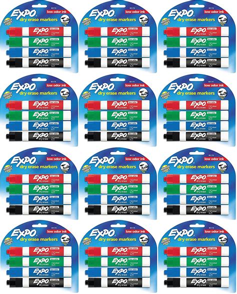 Expo 80174 Low Odor Chisel Point Dry Erase Marker Pack Designed For Whiteboards Glass And Most