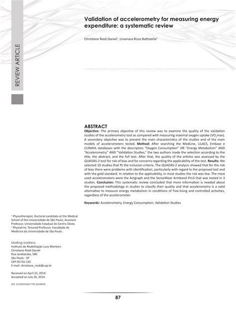 Pdf Validation Of Accelerometry For Measuring Energy Expenditure A
