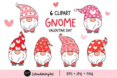 Cute Gnome Valentine Clipart Graphic By Catandme · Creative Fabrica