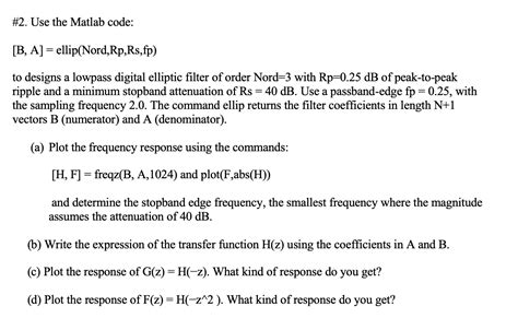 Solved 2 Use The Matlab Code B A Ellipnordrp