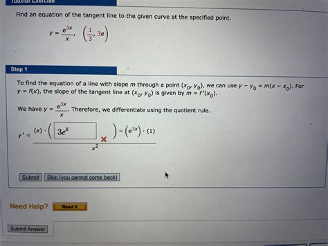 solved find an equation of the tangent line to the given