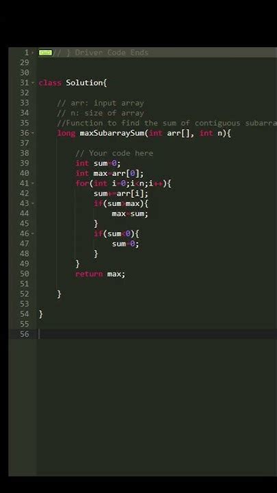 Kadanes Algorithm Gfg Solution Youtube