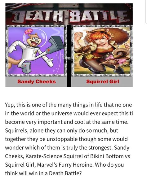 Sandy Cheeks Vs Squirrel Girl Nickelodeon Vs Marvel Comics R