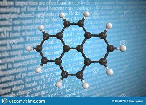 Molecular Model Of Pyrene 3d Rendering Stock Illustration Illustration Of Nano Blue 242598783