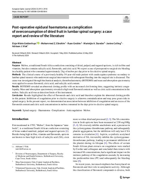 Pdf Post Operative Epidural Haematoma As Complication Of