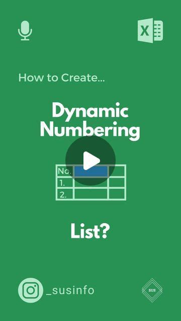 Sus Info On Instagram Excel Tips For Creating Dynamic Numbering List
