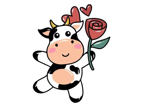Cow Cartoon Cute For Valentines Day 24276908 Vector Art At Vecteezy